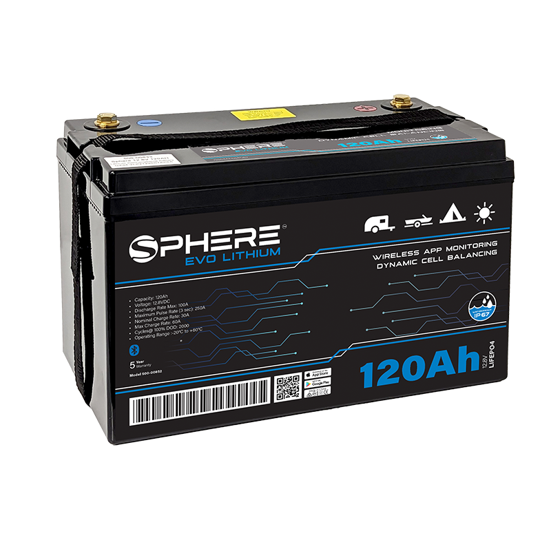 Sphere 12V 120AH EVO Lithium Battery (LiFePO4) | IP67 & Bluetooth/100A ...