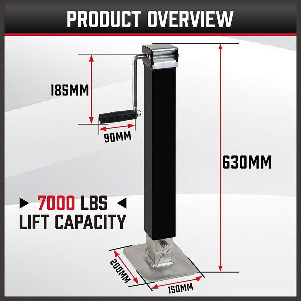 Heavy-Duty Weld-On Square Trailer Jack – 3175kg / 7000lb Lift Capacity ...